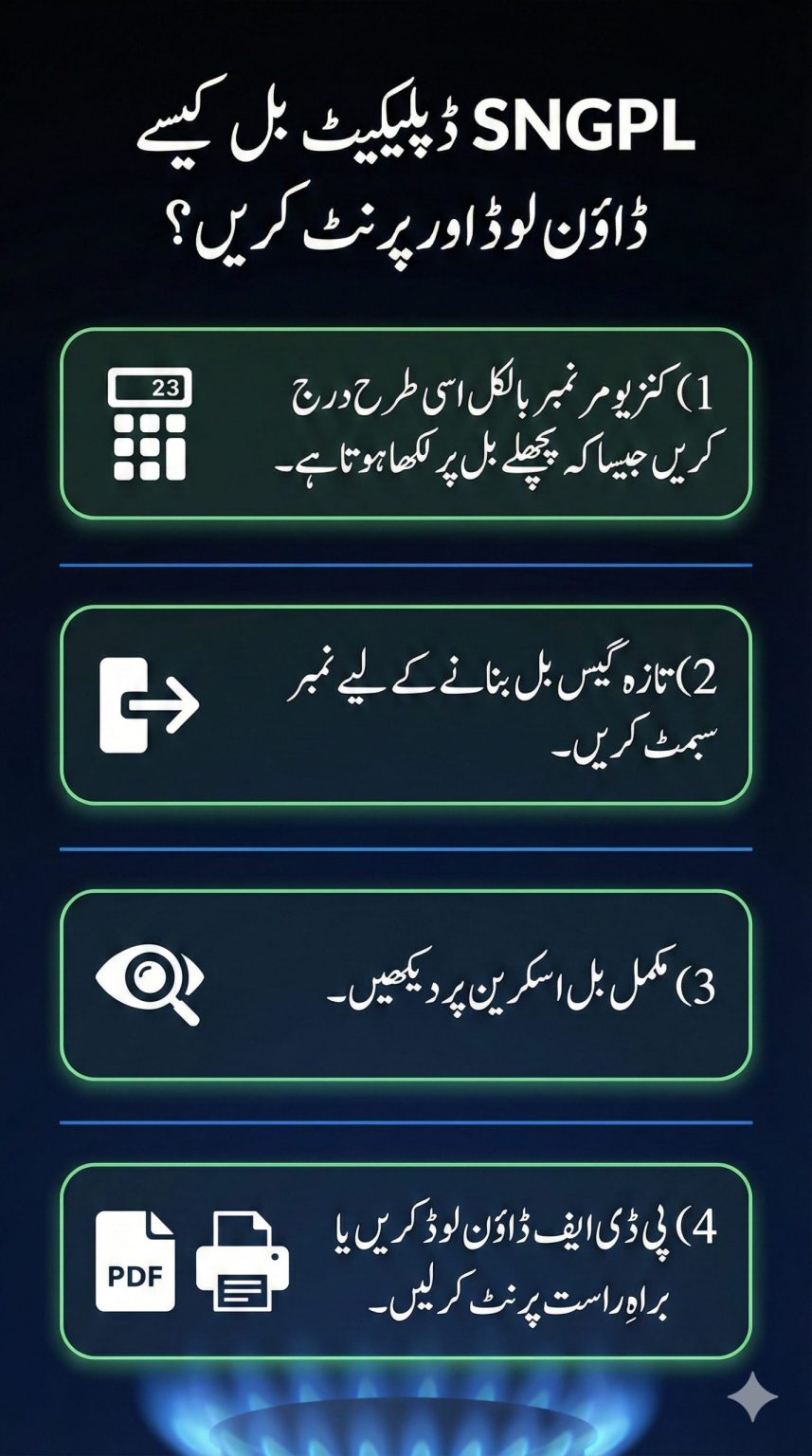 SNGPL Duplicate Bill Online – Check & Print Gas Bill Copy